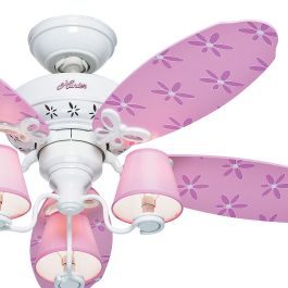 Hunter Fan 44 Inch Decorative Youth White Ceiling Fan with Pink Flower ...